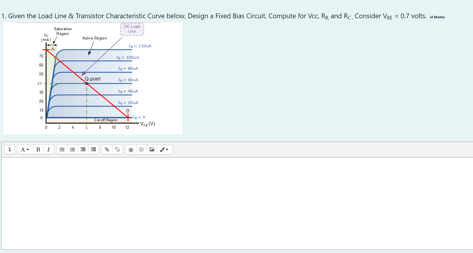 Solved = 0.7 volts. (4 Marks) 1. Given the Load Line & | Chegg.com