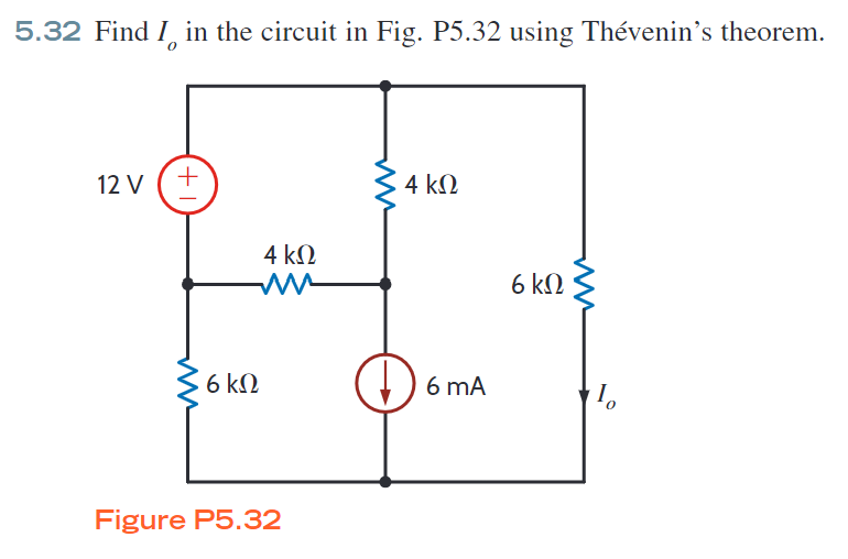 Solved 5.32 Find Io in the circuit in Fig. P5.32 using | Chegg.com