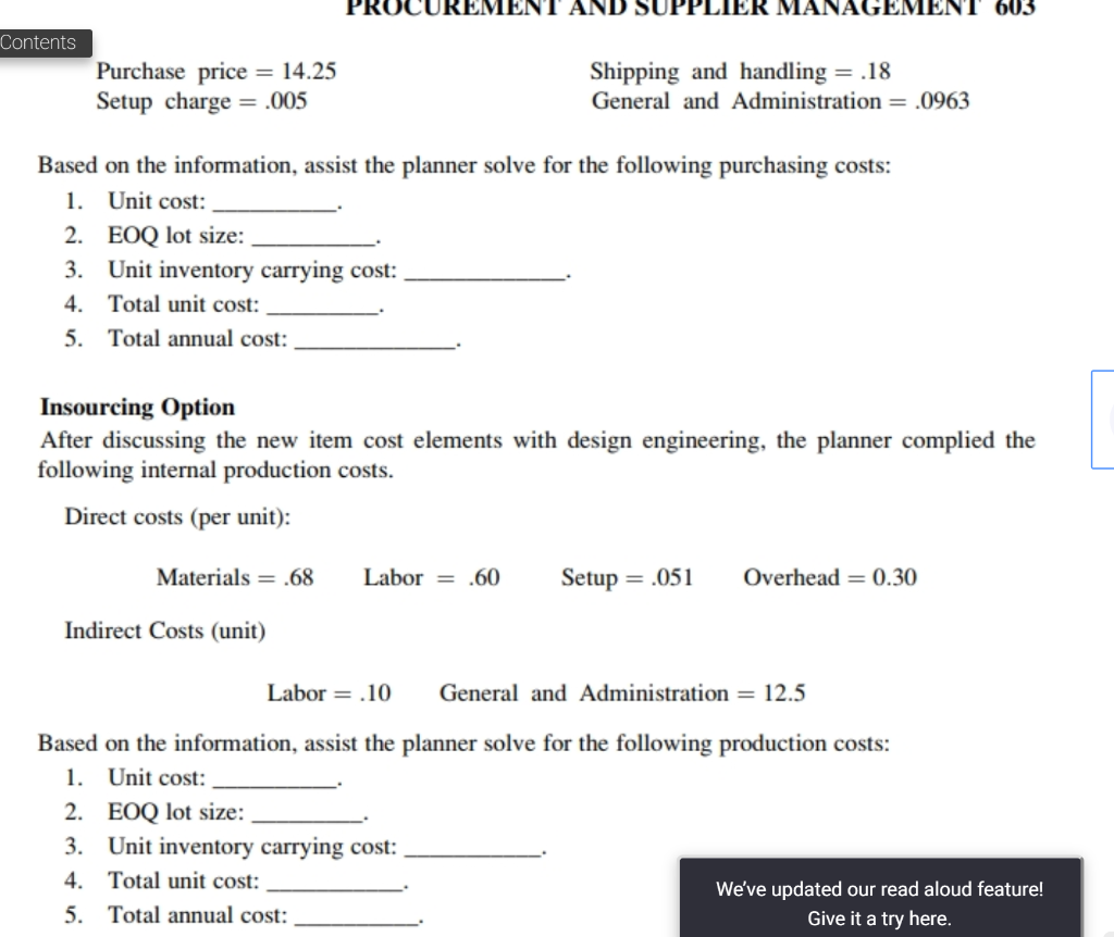 Solved Design engineering has created a new item that is to | Chegg.com