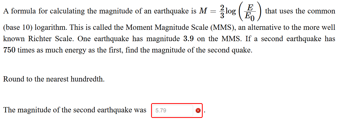 Solved by an EXPERT A formula for calculating the magnitude of an | Chegg.com