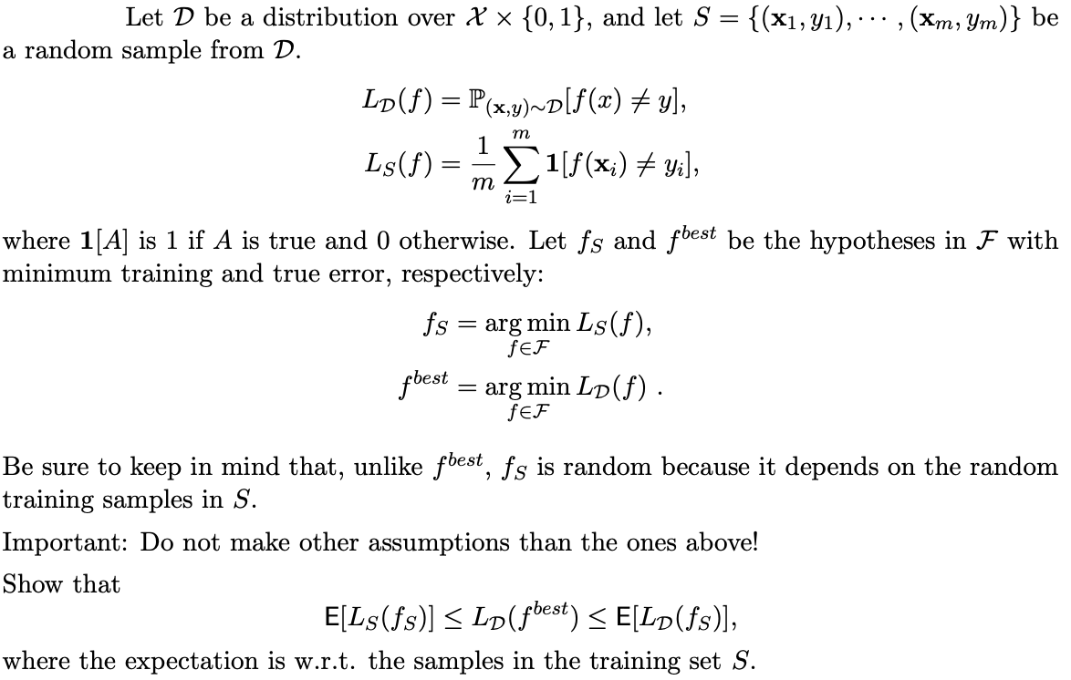 Solved Let D be a distribution over X×{0,1}, and let | Chegg.com