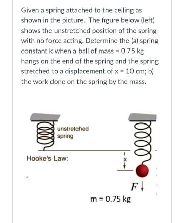 Solved Given a spring attached to the ceiling as shown in | Chegg.com