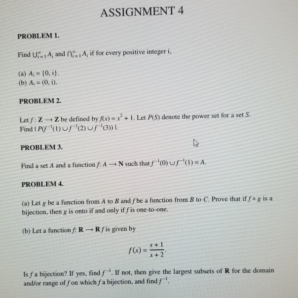 Solved ASSIGNMENT 4 PROBLEM 1. Find U , A and O- A if for | Chegg.com