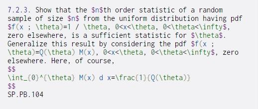 Solved 7.2.3. Show that the $n$th order statistic of a | Chegg.com