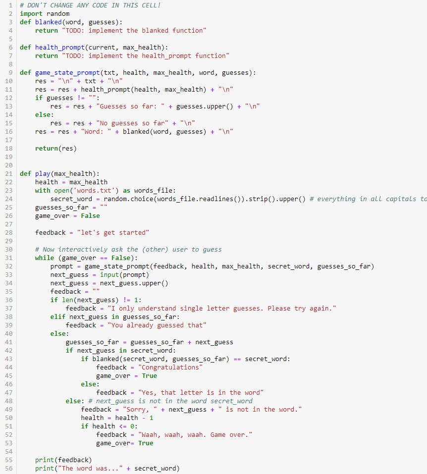 Solved 1: Pick the word to guess Game Final output over? N | Chegg.com