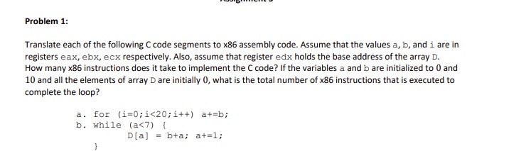 Solved Translate Each Of The Following C Code Segments To 