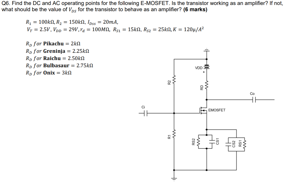 Q6. Find the DC and AC operating points for the | Chegg.com