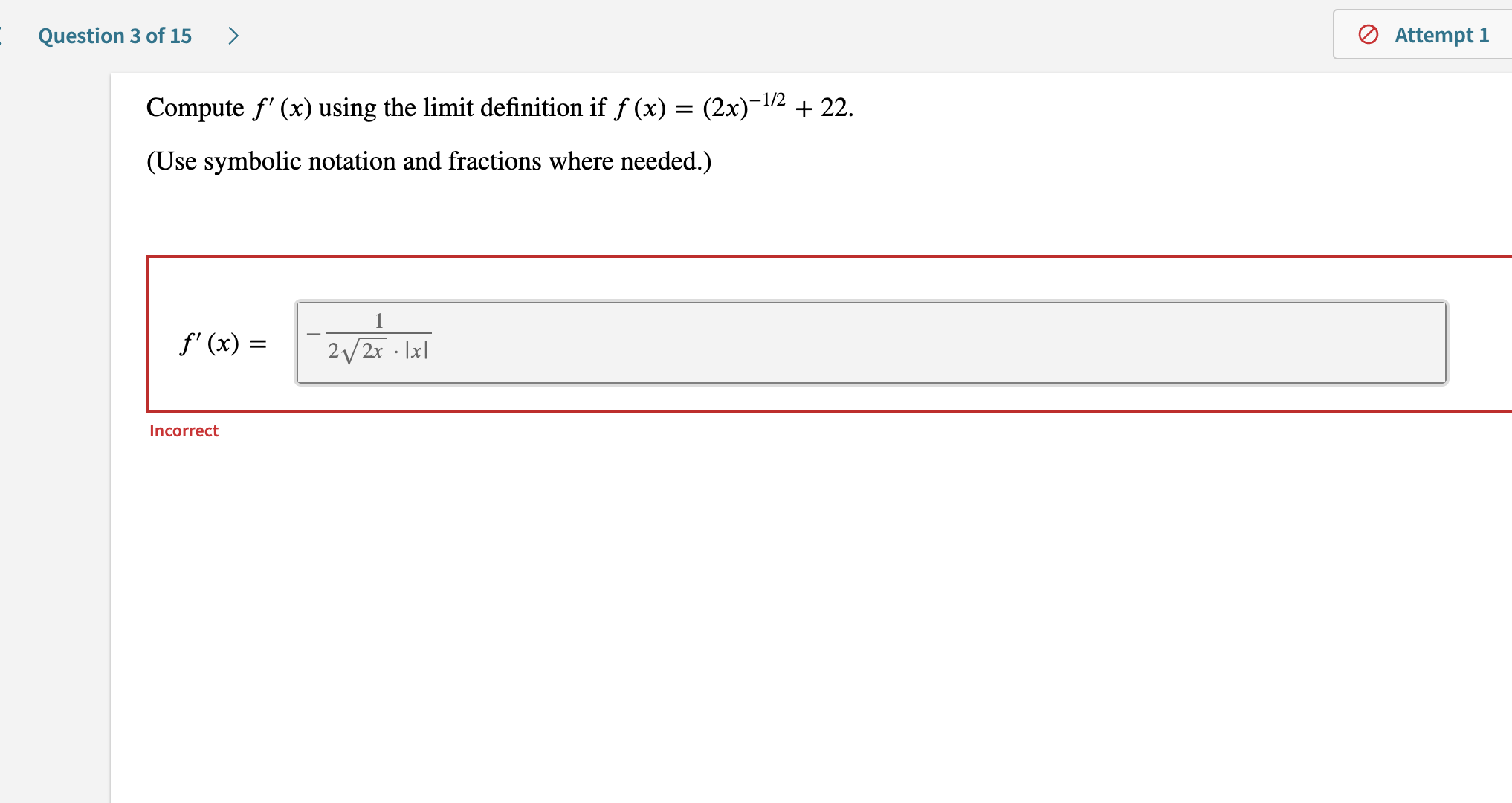 Solved Compute f′(x) using the limit definition if | Chegg.com