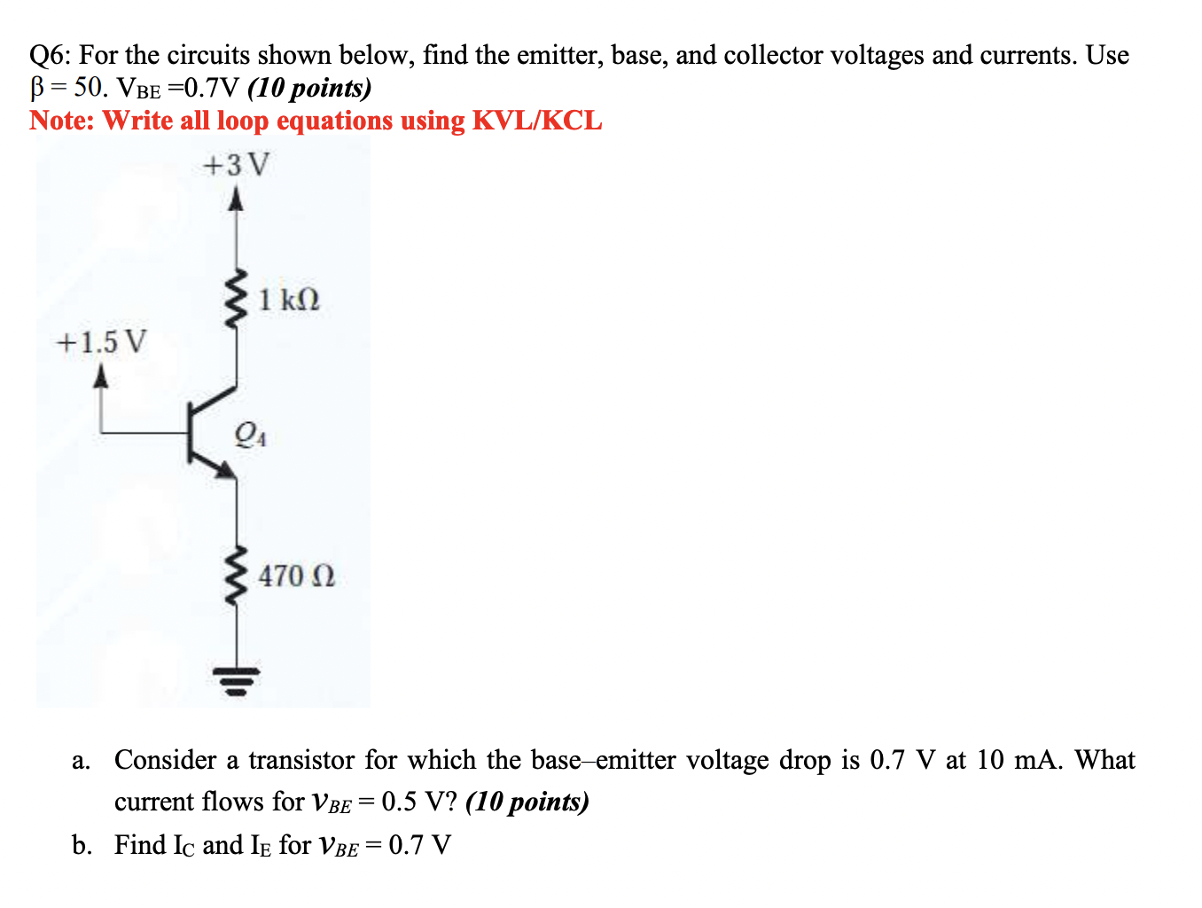 Solved Q6: For the circuits shown below, find the emitter, | Chegg.com