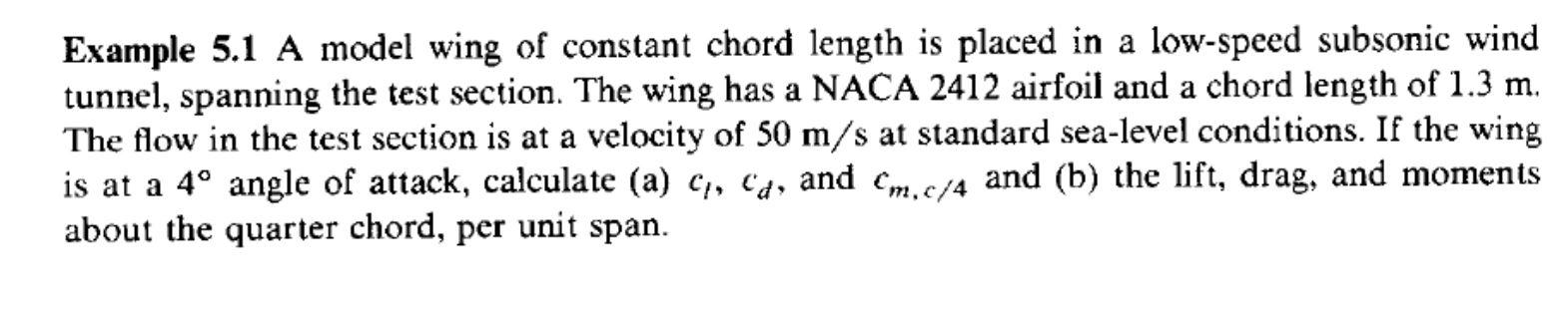 Solved a Example 5.1 A model wing of constant chord length | Chegg.com