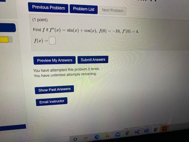 Solved Previous Problem Problem List Next Problem (1 point) | Chegg.com
