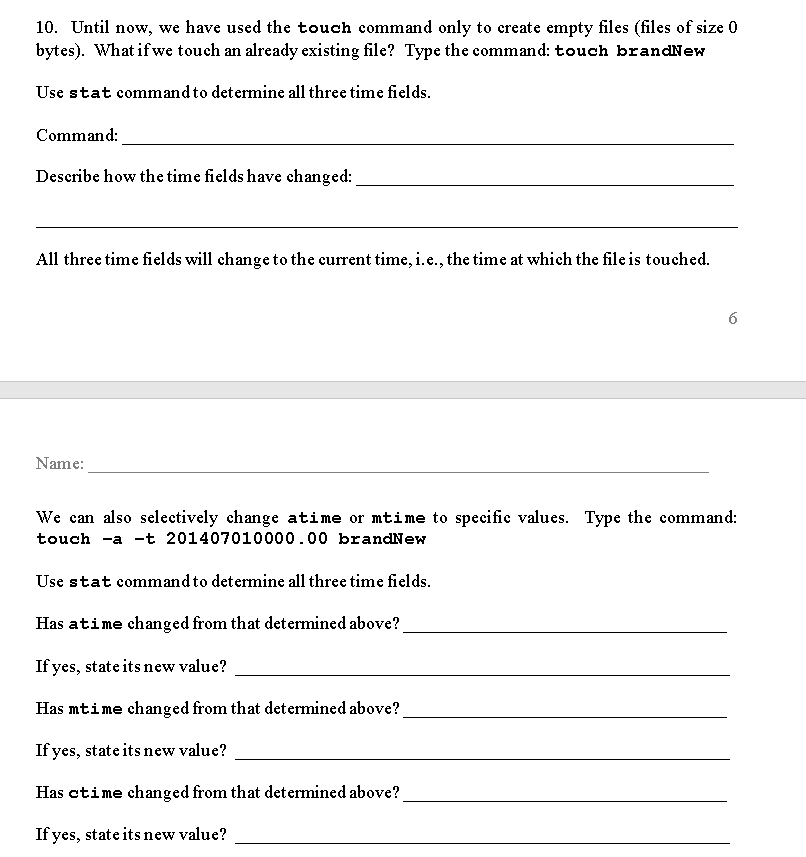 Solved 10. Until now, we have used the touch command only to | Chegg.com