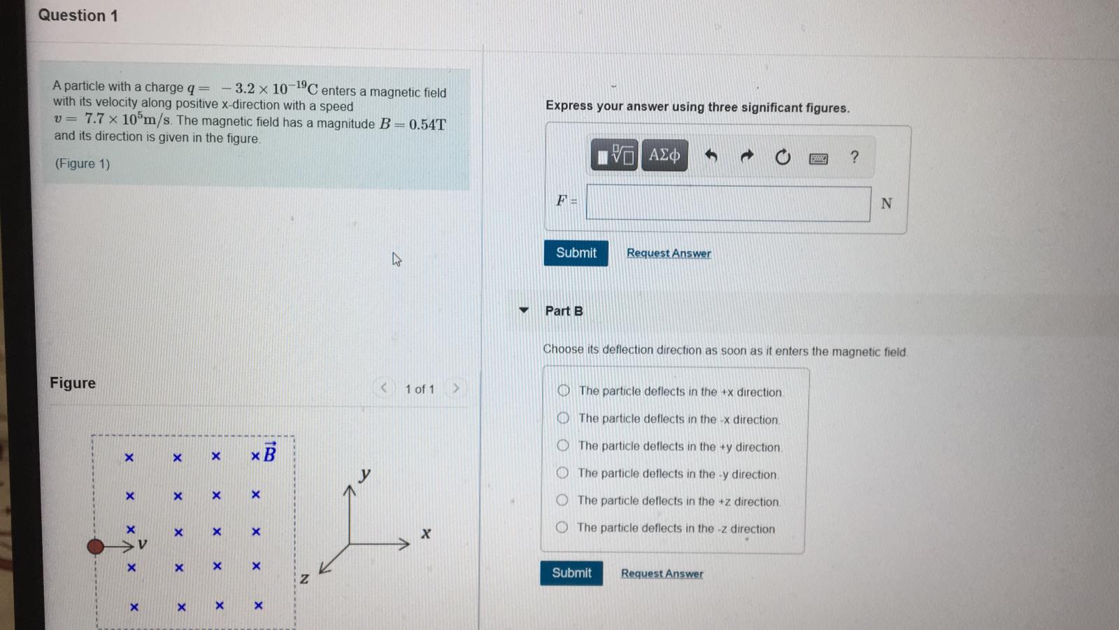 Solved Question 1 A particle with a charge q= -3.2 x 10-19C | Chegg.com