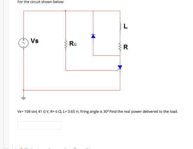 Solved Question 1 For the circuit shown below: D Vs w | Chegg.com