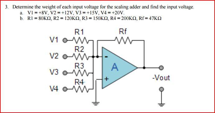 Solved 3. Determine the weight of each input voltage for the | Chegg.com