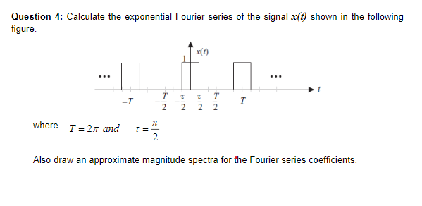 Solved Question 4: Calculate the exponential Fourier series | Chegg.com
