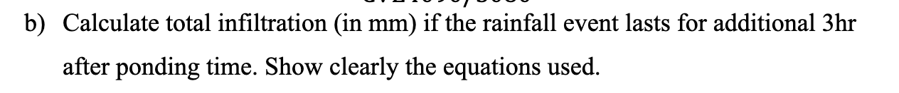 Solved Results from an infiltration experiment provided the | Chegg.com