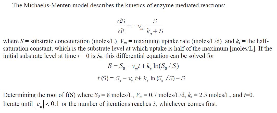 Solved The Michaelis-Menten model describes the kinetics of | Chegg.com
