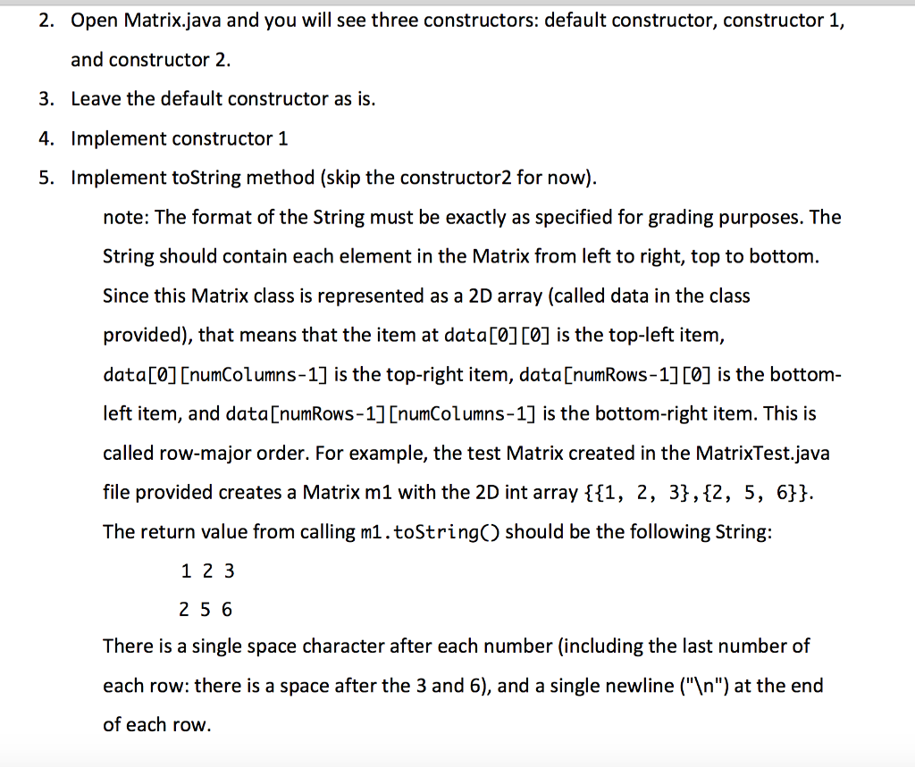Solved Open Matrix.java and you will see three constructors: | Chegg.com
