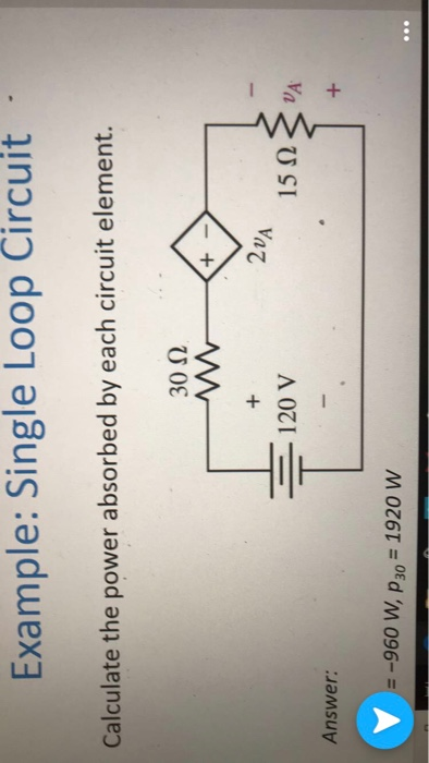 Solved Example: Single Loop Circuit Calculate the power | Chegg.com