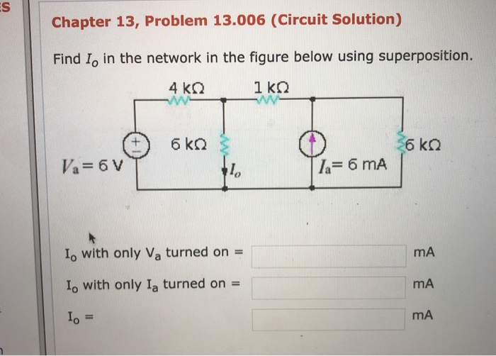 Solved Chapter 13, Problem 13.006 (Circuit Solution) Find Io | Chegg.com