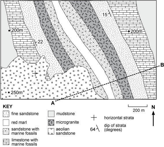 Solved Figure 1 is a geological map of an area of gentle | Chegg.com