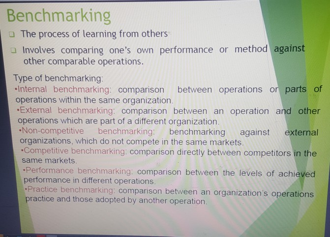 Solved Benchmarking a The process of learning from others a | Chegg.com