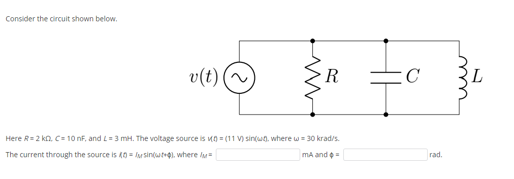 Solved Consider the circuit shown below. Here R=2kΩ,C=10nF, | Chegg.com