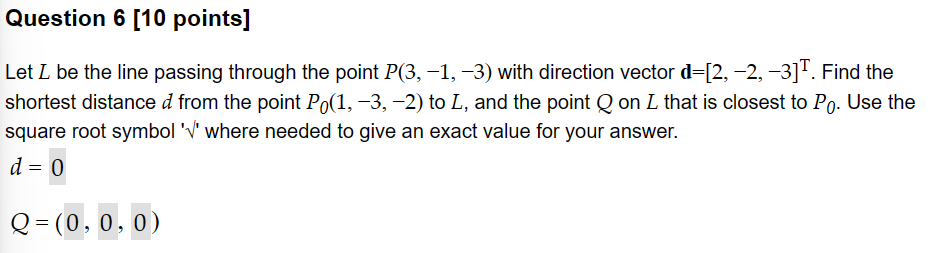 Solved Let L be the line passing through the point | Chegg.com