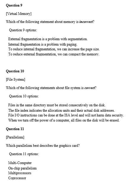 Solved [Virtual Memory] Which of the following statement | Chegg.com