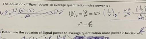 Solved The equation of Signal power to average quantization | Chegg.com