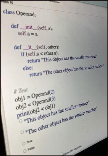 Solved 10 class Operand: def __init__(self, a): self a = a | Chegg.com