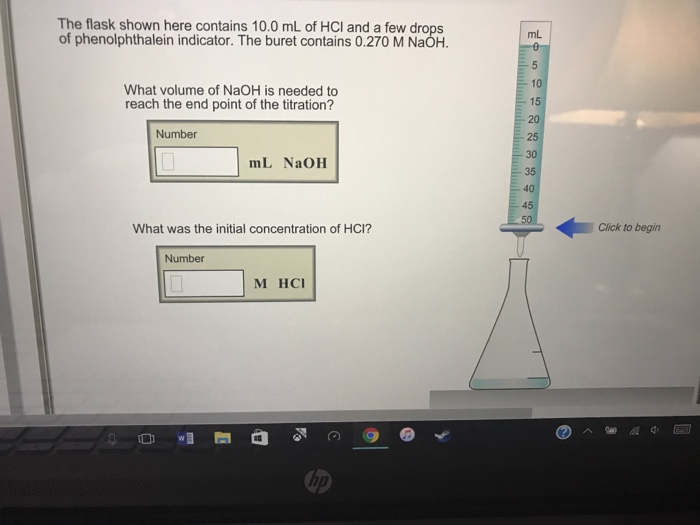 Solved The flask shown here contains 10.0 mL of HCl and a | Chegg.com