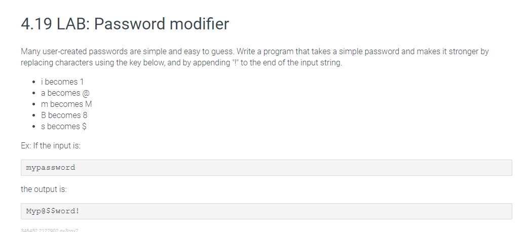 Solved 4.19 LAB: Password modifier Many user-created | Chegg.com