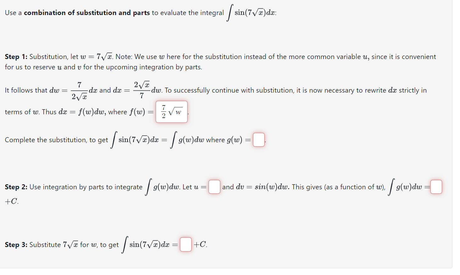 Solved Use a combination of substitution and parts to | Chegg.com