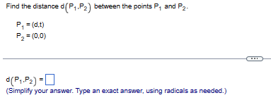 Solved Find the distance d(P1,P2) between the points P1 and | Chegg.com