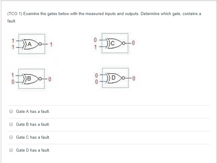 Solved (TCO 1) Examine the gates below with the measured | Chegg.com