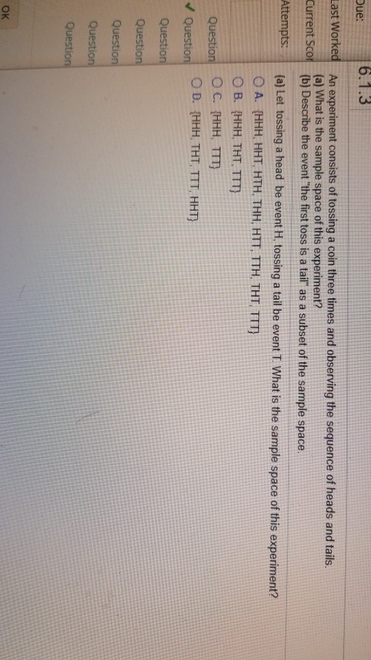 Solved Score: 0 or 1 pt 1 of 27 (3 complete) 6.1.1 A | Chegg.com