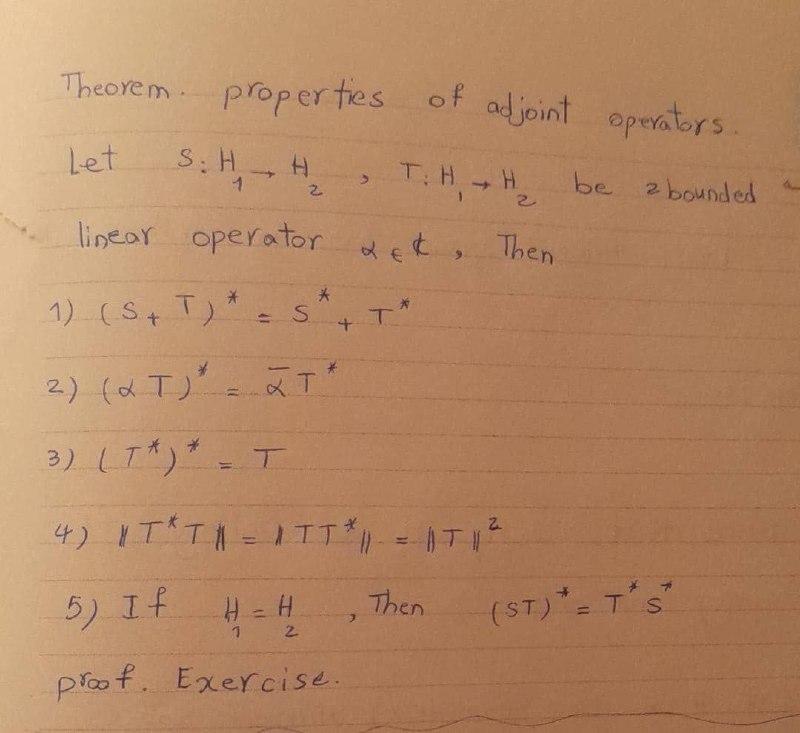 Solved let 1 Theorem. properties of adjoint operators. SH S: | Chegg.com