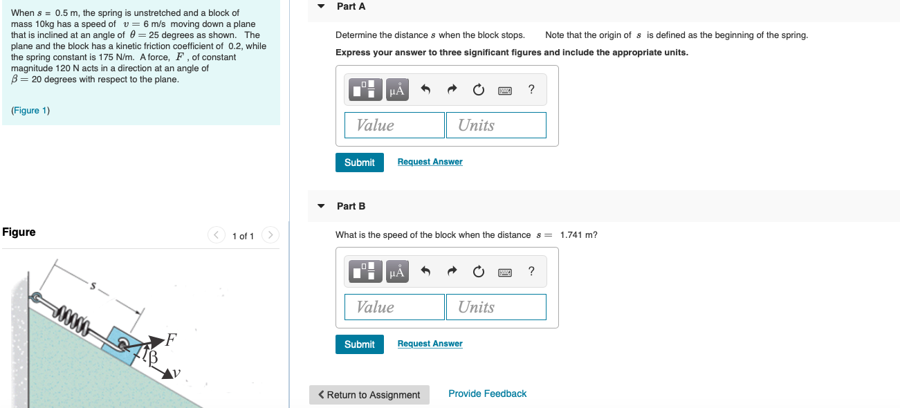 Solved Part A When s = 0.5 m, the spring is unstretched and | Chegg.com