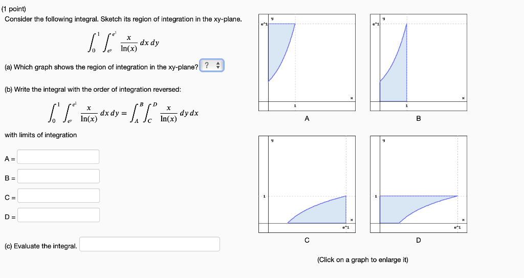 Solved (1 point) Consider the following integral. Sketch its | Chegg.com