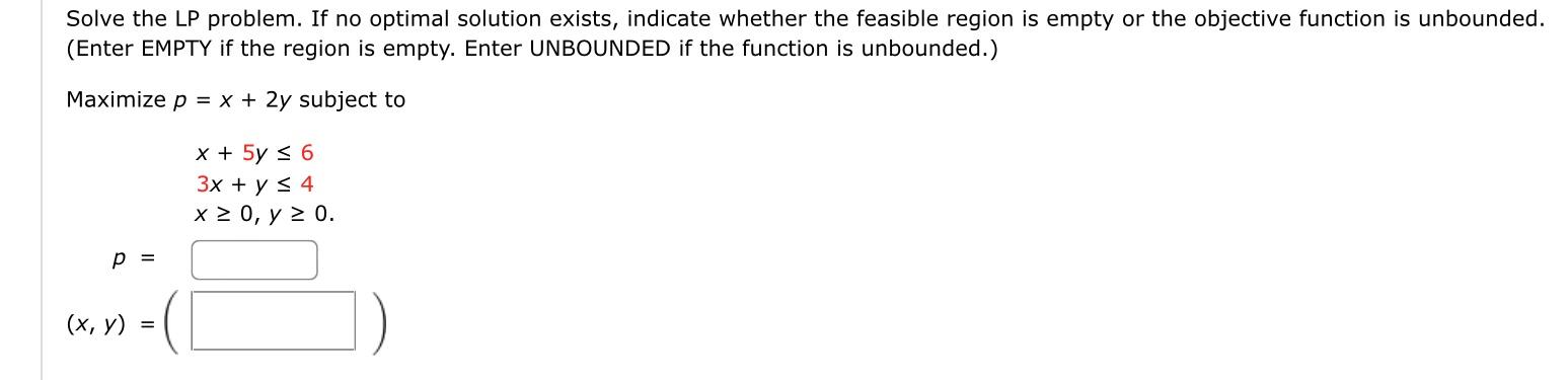 Solved Solve the LP problem. If no optimal solution exists, | Chegg.com