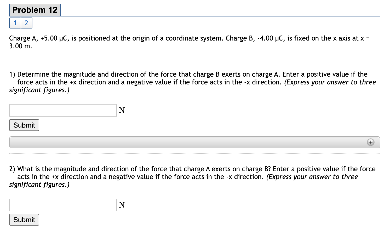 Solved Charge A,+5.00μC, is positioned at the origin of a | Chegg.com