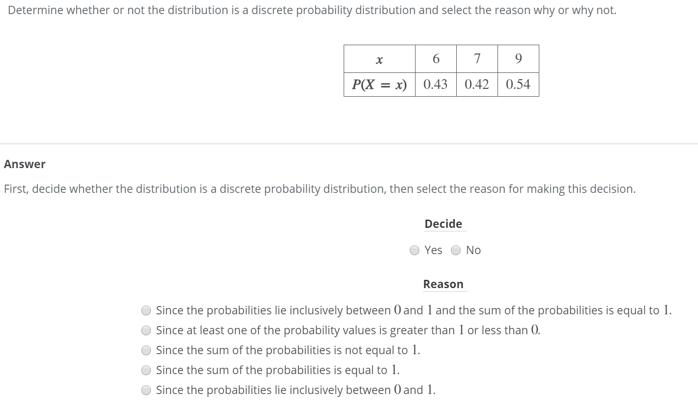 Solved Determine whether or not the distribution is a | Chegg.com