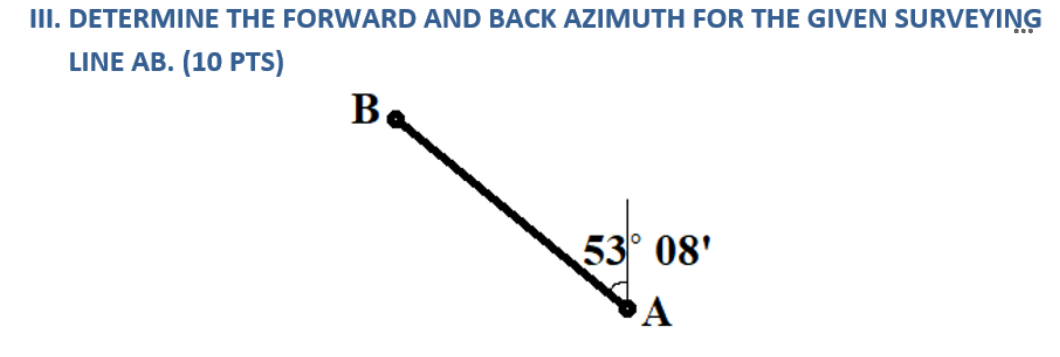 Solved III. DETERMINE THE FORWARD AND BACK AZIMUTH FOR THE | Chegg.com