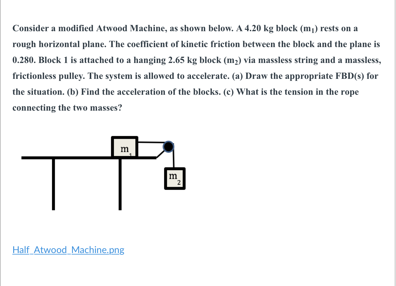 Solved Consider a modified Atwood Machine, as shown below. A | Chegg.com