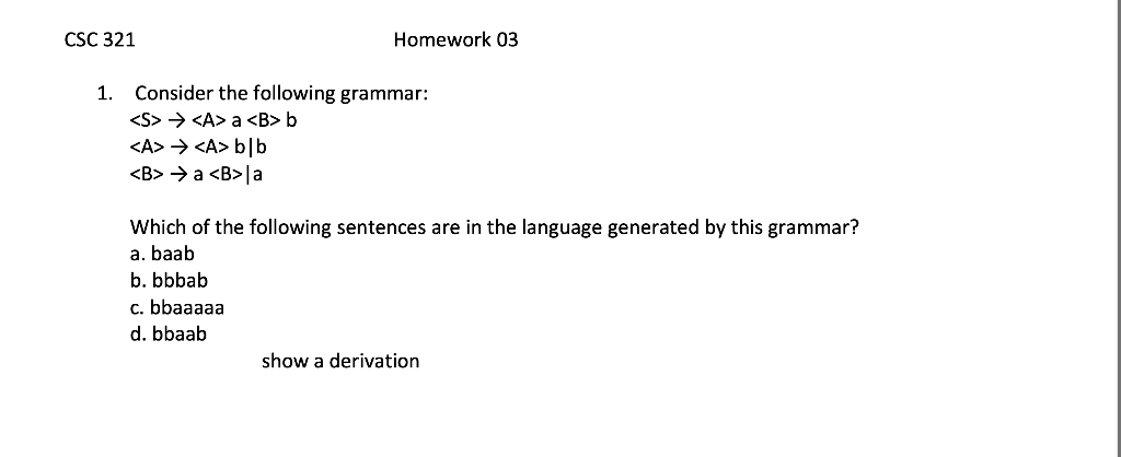 Solved Csc 321 Homework 03 1 Consider The Following 