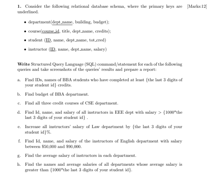 Solved Consider the following relational database schema, | Chegg.com