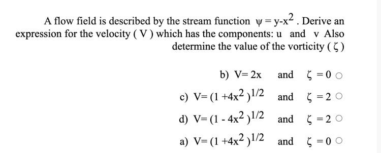 Solved A flow field is described by the stream function | Chegg.com