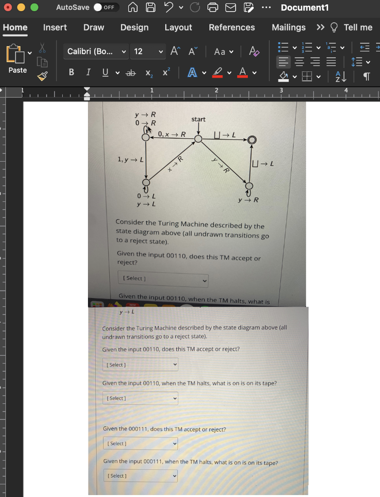 Solved AutoSave OFF a Document1 Home Insert Draw Design | Chegg.com